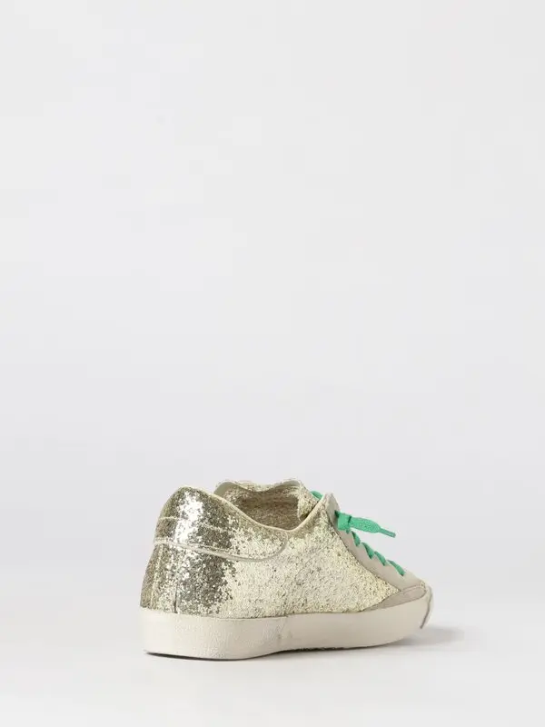 Philippe Model Low-top Leather And Fabric Glitter Sneakers With Embroidery - Gold