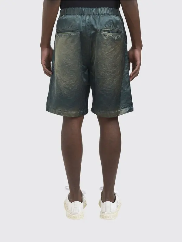 Mihara Yasuhiro Abstract Print Cotton Jogging Shorts With Distressed Effect - Green