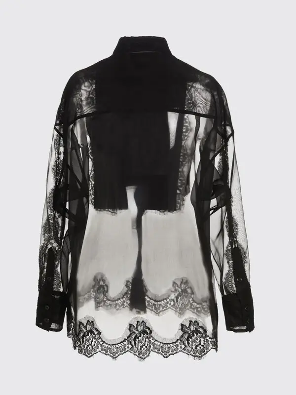 Dolce & Gabbana Silk And Lace Shirt With Plastron Bib