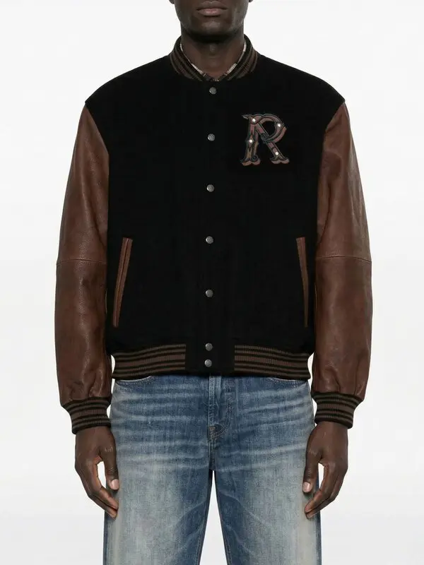 REPRESENT Wool Bomber Jacket With Logo - Black