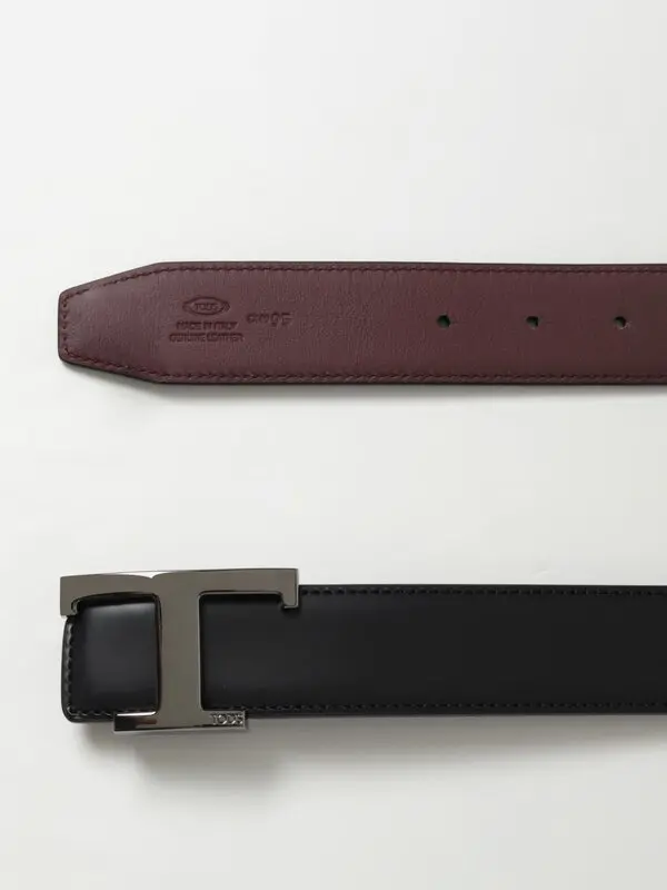 TOD'S Leather Belt With Monogram Buckle