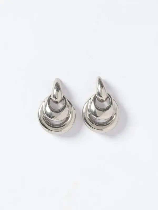 PANCONESI Blow Up Pendant Earrings In Chrome-plated Brass With Engraved Logo - Silver