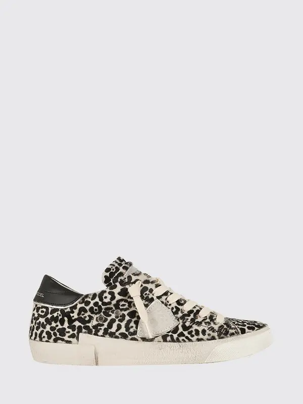 Philippe Model Low-top Sneakers In Calf Leather And Fabric With Glitter Inserts - Black