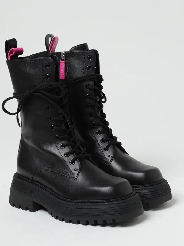 3JUIN Lace-up Combat Boots With Zip Detail