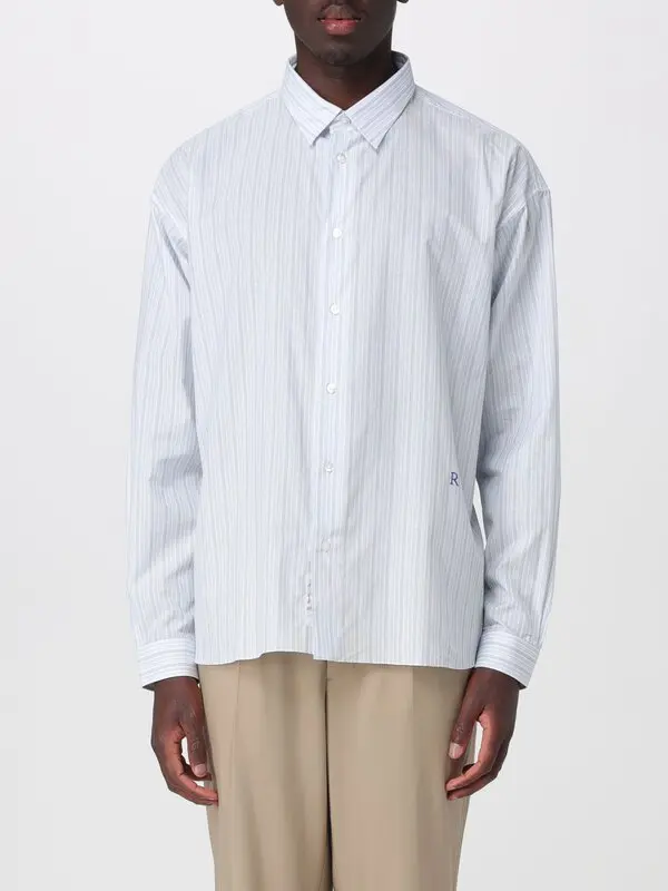 RANRA Striped Cotton Shirt With French Collar And Patch Pocket