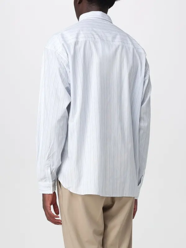RANRA Striped Cotton Shirt With French Collar And Patch Pocket