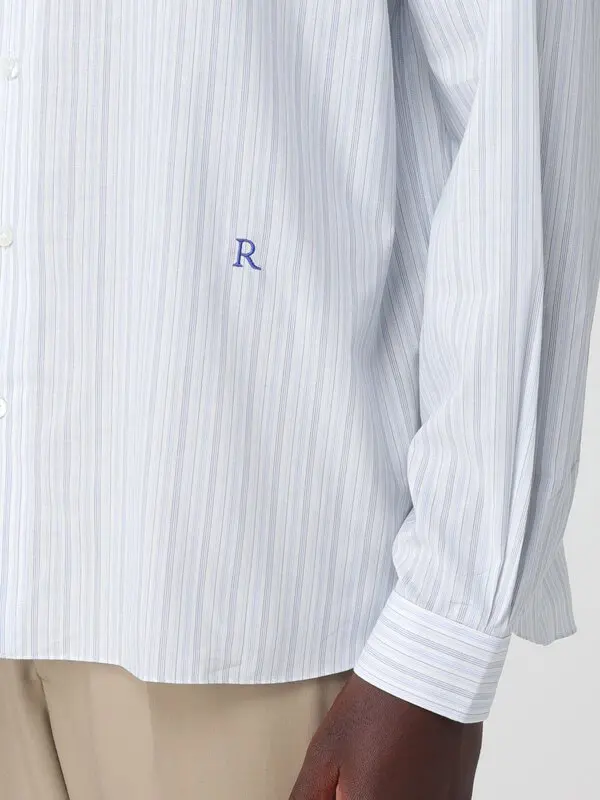 RANRA Striped Cotton Shirt With French Collar And Patch Pocket