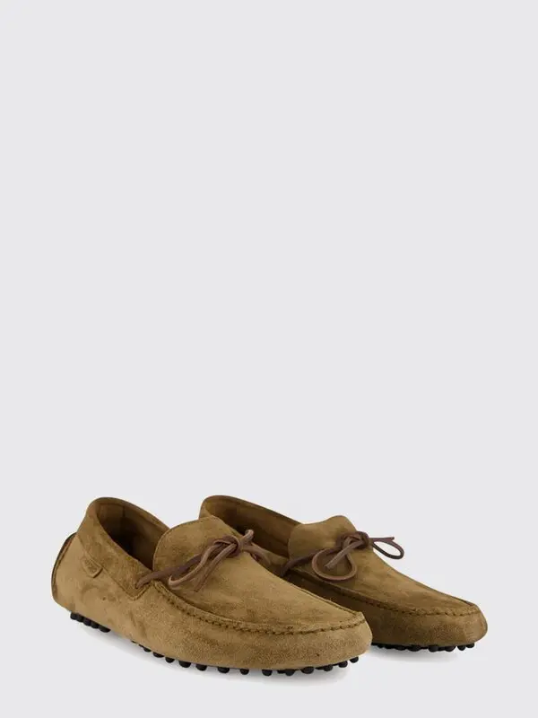 TOM FORD Classic Suede Driver Loafers With Embossed Logo And Pebble Sole