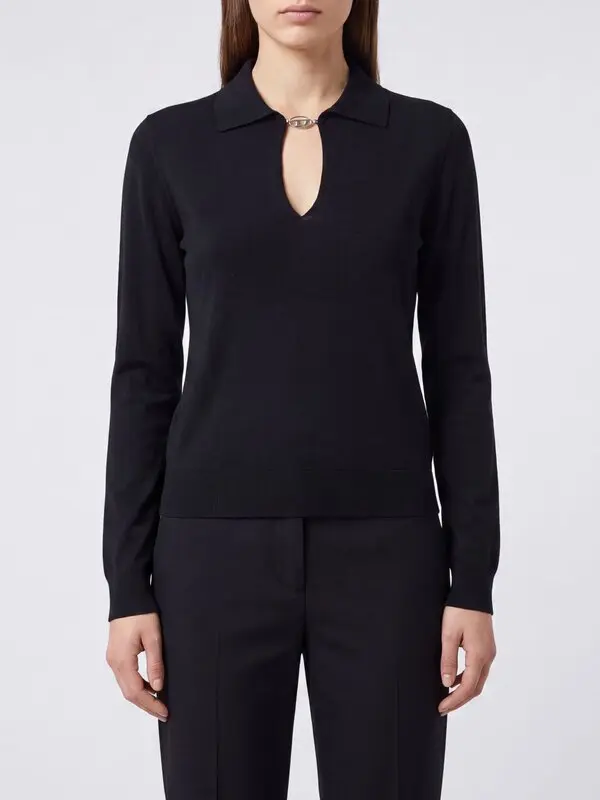 DIESEL® Long Sleeve Knit Top With Keyhole Detail
