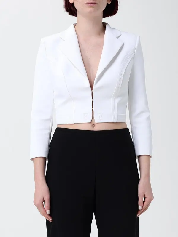 Elisabetta Franchi Crop Polyester Blazer - Ivory