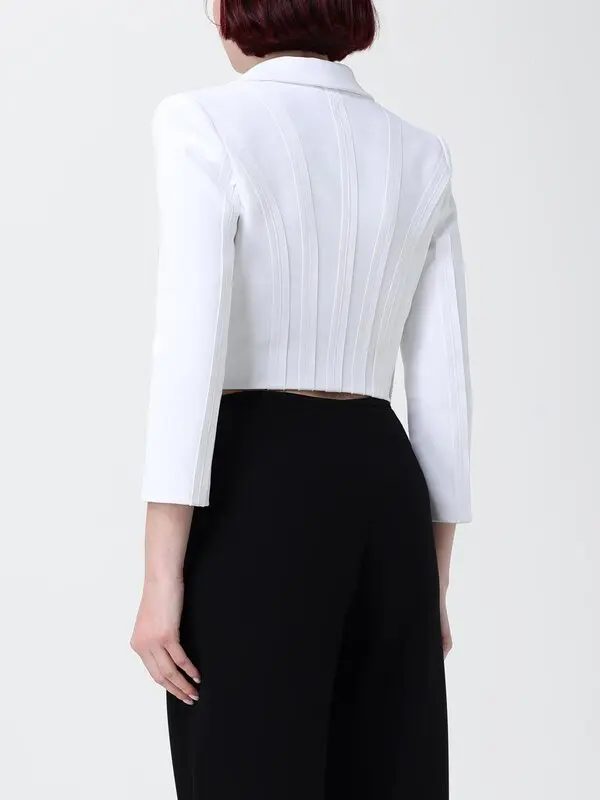 Elisabetta Franchi Crop Polyester Blazer - Ivory