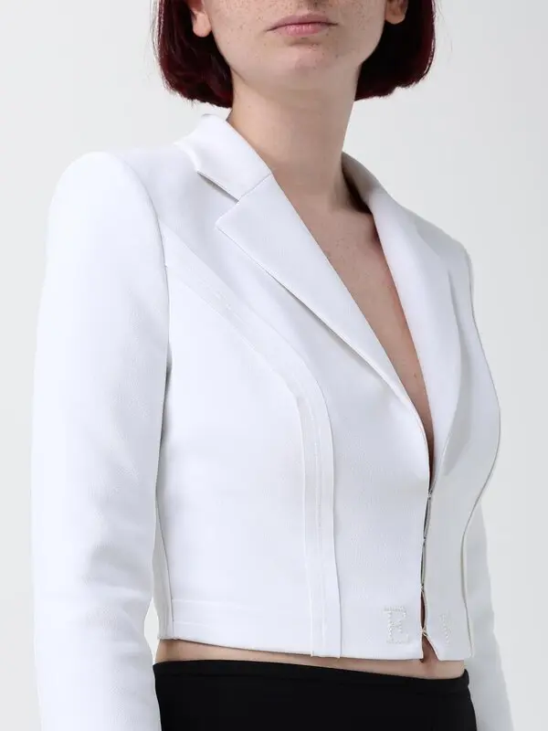 Elisabetta Franchi Crop Polyester Blazer - Ivory