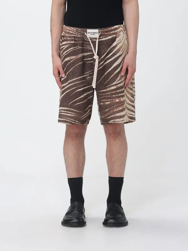 Just Cavalli Zebra Print Cotton Jogging Shorts