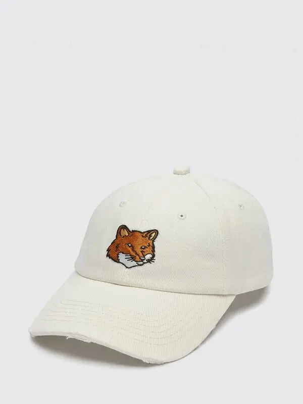 Maison Kitsuné Fox Head Twill Cotton Hat With Embroidered Logo