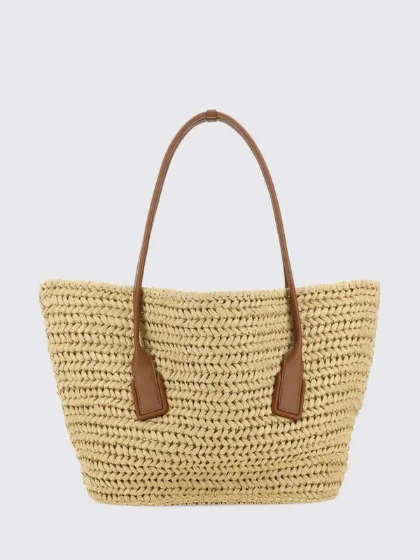 Bottega Veneta Medium Arco Raffia Tote Bag With Double Leather Handles