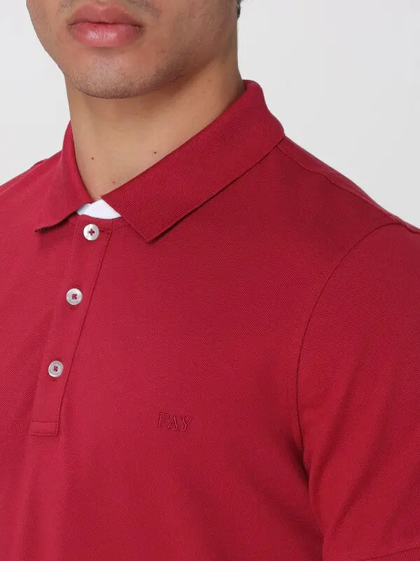 FAY Stretch Cotton Polo Shirt - Red