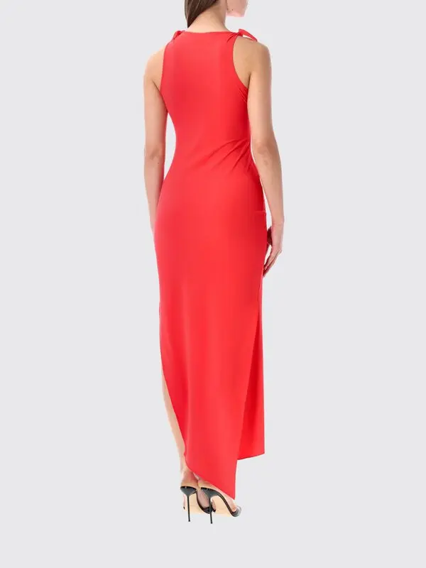 Coperni Asymmetrical Rose Embellished Gown - Red