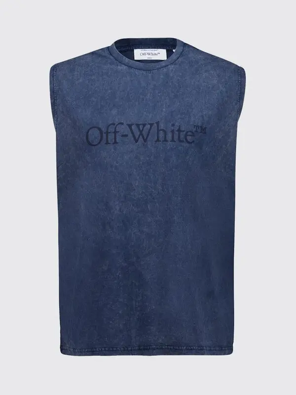 Off-White Cotton Tank Top With Crew Neck And Tone-on-tone Logo