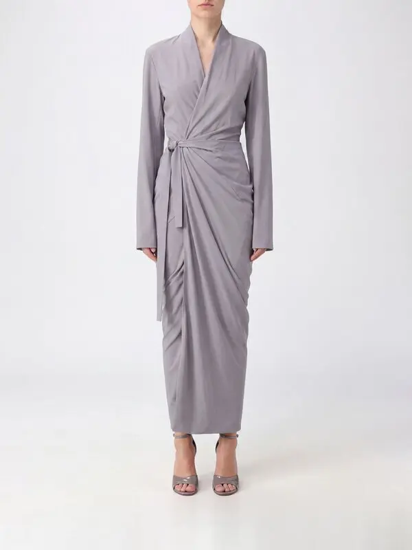 Rick Owens Asymmetric Silk Blend Dress - Grey