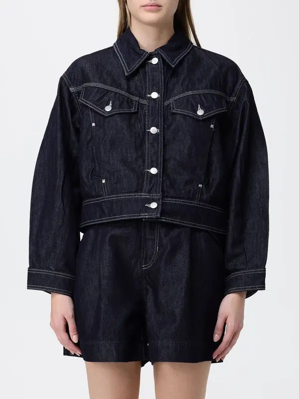 BOSS Cropped Denim Jacket In Cotton And Lyocell With Patch Pockets