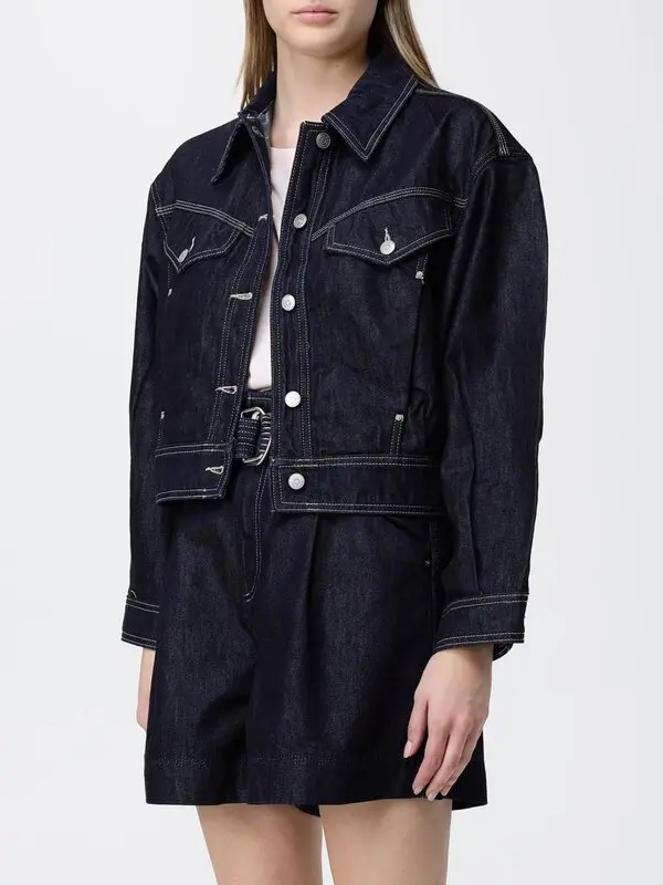 BOSS Cropped Denim Jacket In Cotton And Lyocell With Patch Pockets