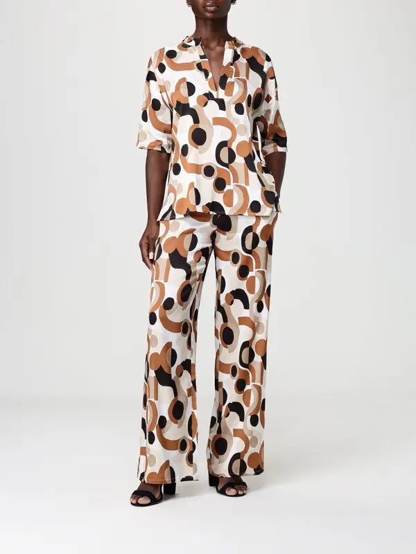 KANGRA Printed Stretch Viscose Straight Pants