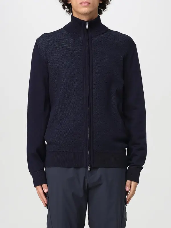 BOSS Zip-up Knit Jumper - Blue