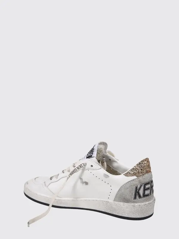 GOLDEN GOOSE Ball Star Leather And Glitter Fabric Sneakers With Distressed Effect