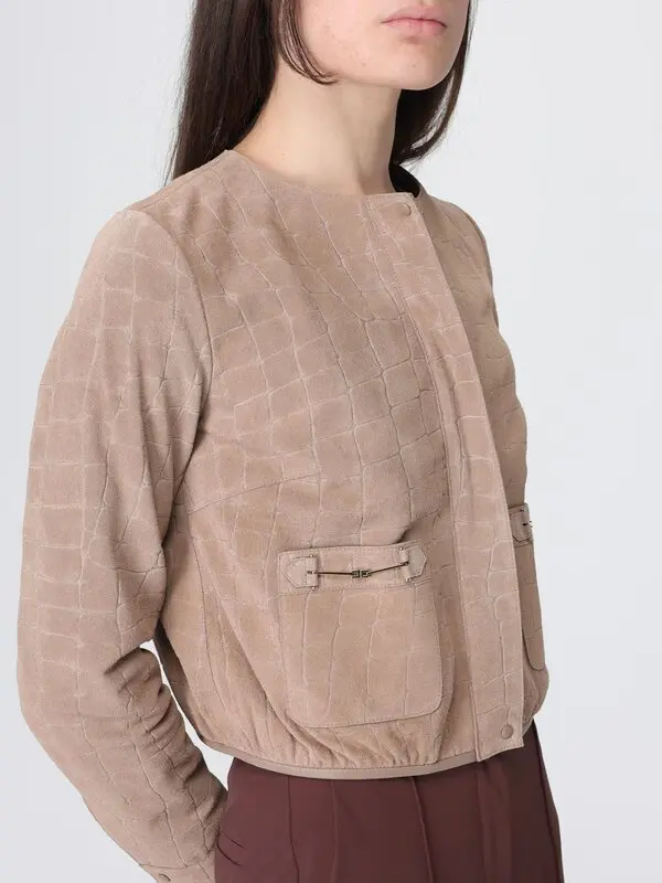 Elisabetta Franchi Suede Sheepskin Cropped Jacket