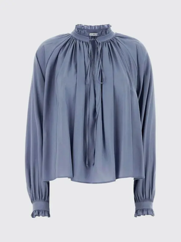 PT TORINO Elegant Blouse With Tie Neck Detail - Gnawed Blue