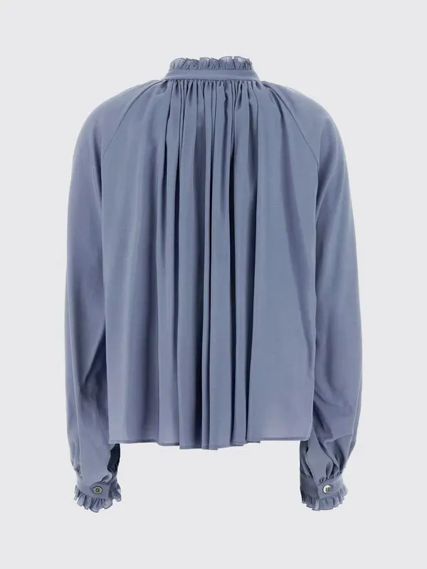 PT TORINO Elegant Blouse With Tie Neck Detail - Gnawed Blue