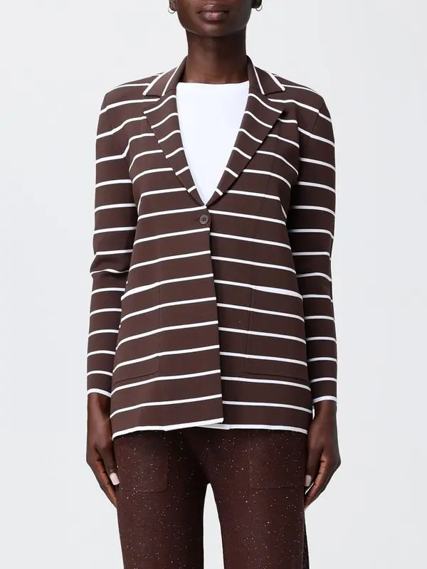 KANGRA Striped Viscose Blend Single-breasted Blazer