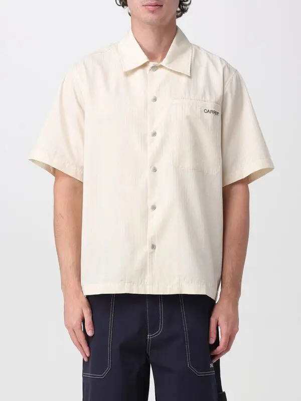 CARRER Short-sleeve Cotton Bowling Shirt With Patch Pocket - White