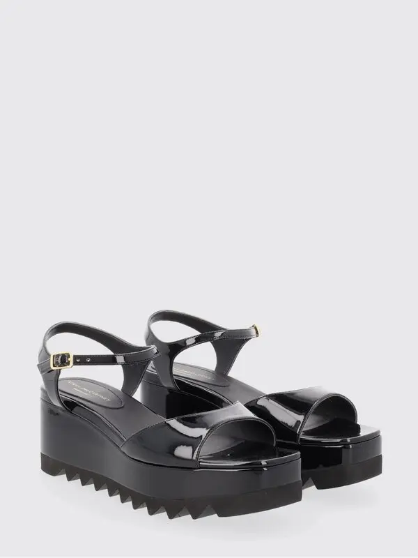 Stella McCartney Synthetic Leather Wedge Sandals - Black