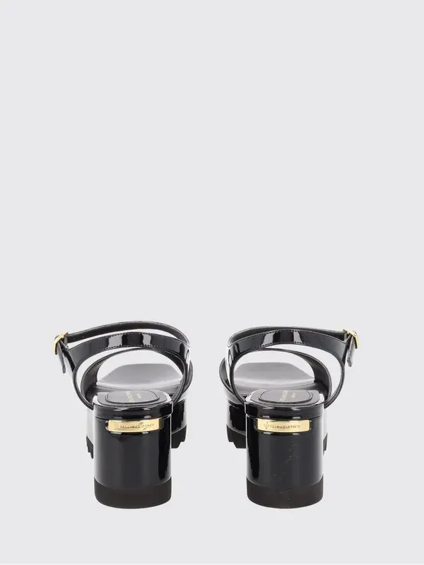 Stella McCartney Synthetic Leather Wedge Sandals - Black