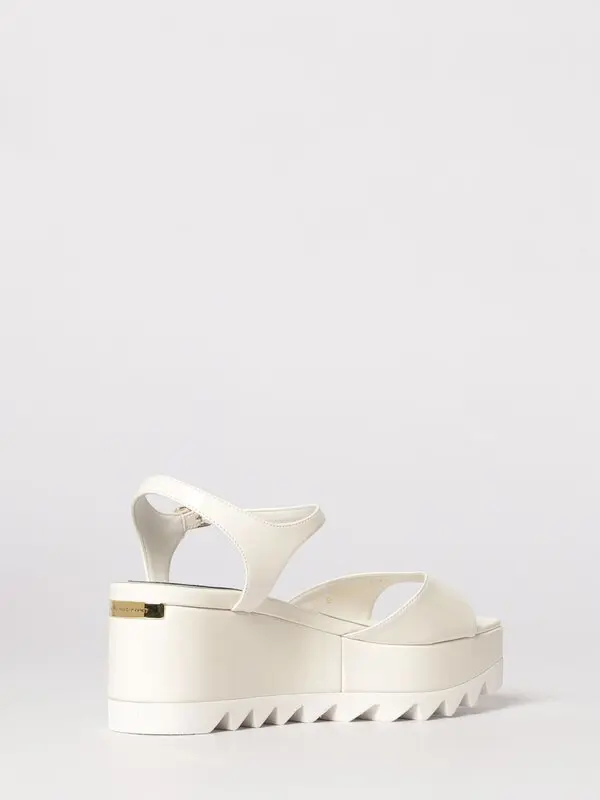Stella McCartney Synthetic Leather Wedge Sandals - White