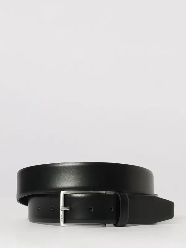 BOSS Smooth Cow Leather Belt With Pin Buckle - Black