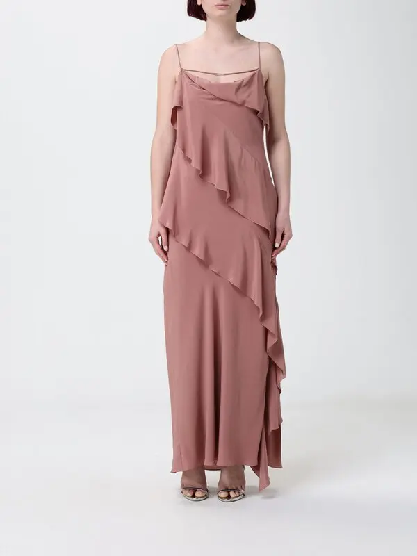 Patrizia Pepe Long Viscose Dress With Ruffles