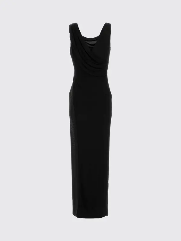 Versace Long Viscose Dress With Rhinestone Embellishments