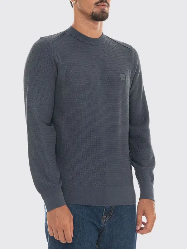 BOSS Cotton And Cashmere Crew-neck Sweater - Blue