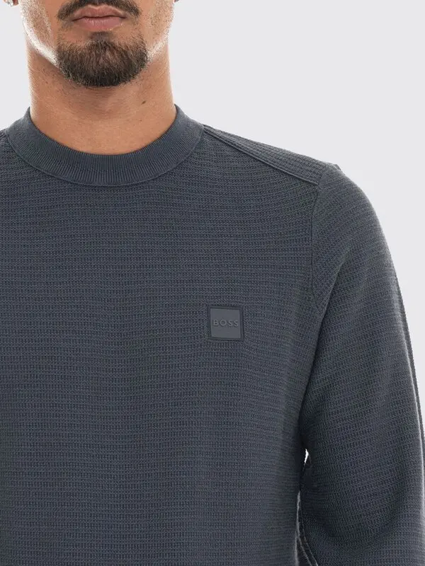 BOSS Cotton And Cashmere Crew-neck Sweater - Blue