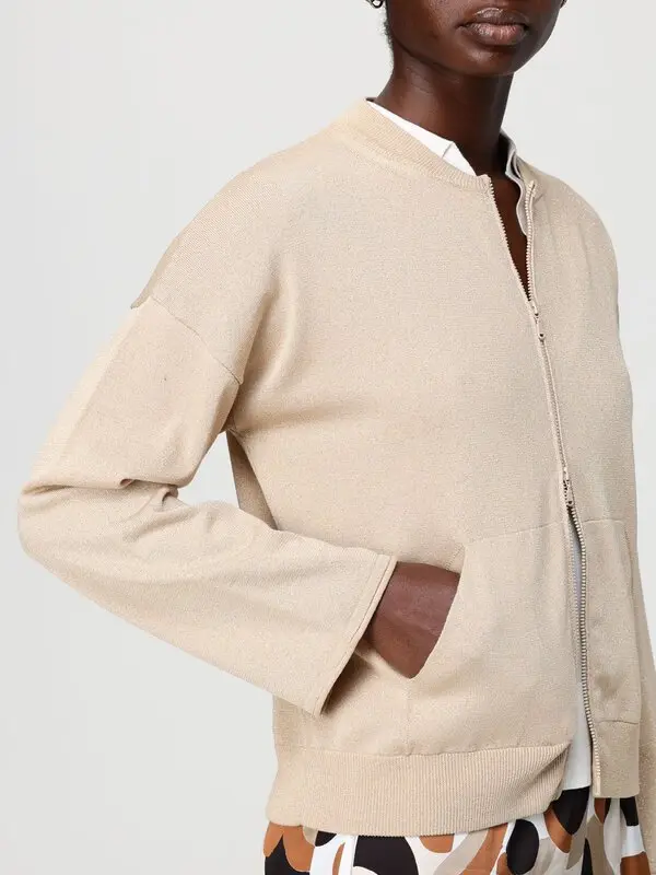 KANGRA Cotton Blend Zip Sweatshirt - Biscuit