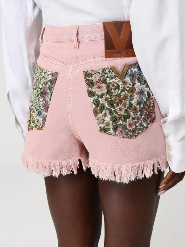 Valentino Garavani Cotton Blend Shorts With Printed Pockets