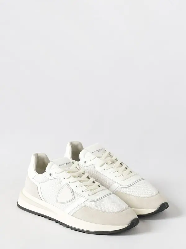 Philippe Model Low-top Sneakers In Calf Leather And Mesh - White