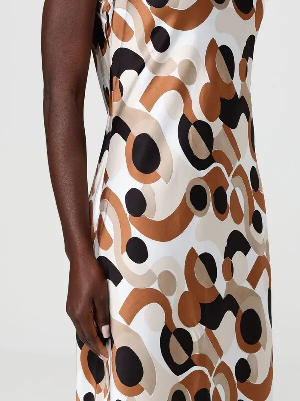 KANGRA Printed Viscose Long Dress - Brown