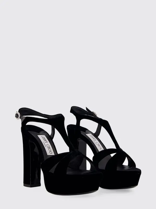 JIMMY CHOO Velvet Platform High Heel Sandals