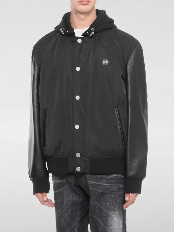 Philipp Plein Bomber Jacket With Contrast Sleeves - Black