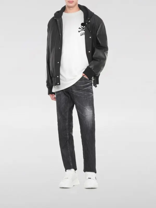 Philipp Plein Bomber Jacket With Contrast Sleeves - Black