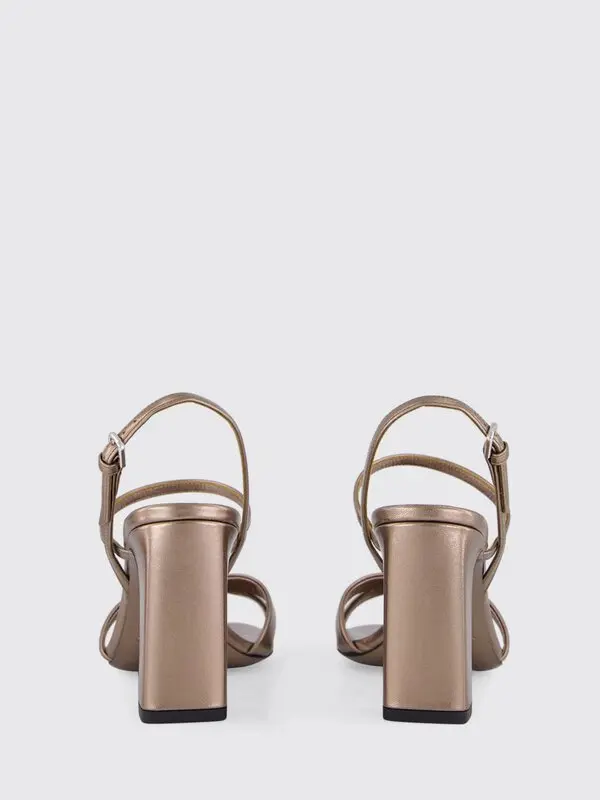 JIMMY CHOO Elsy Laminated Nappa Leather Block Heel Sandals - Dust