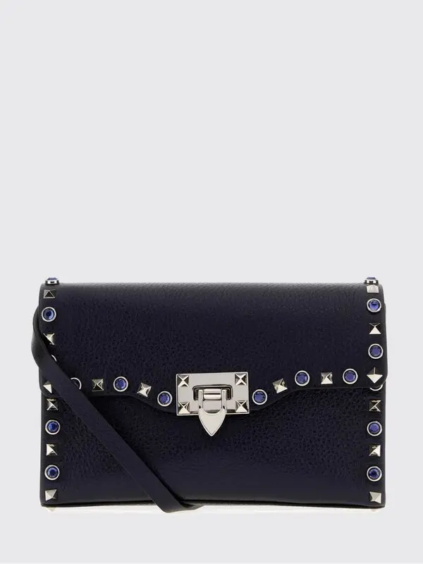 Valentino Garavani Rockstud Mini Bag In Hammered Leather With Crystals